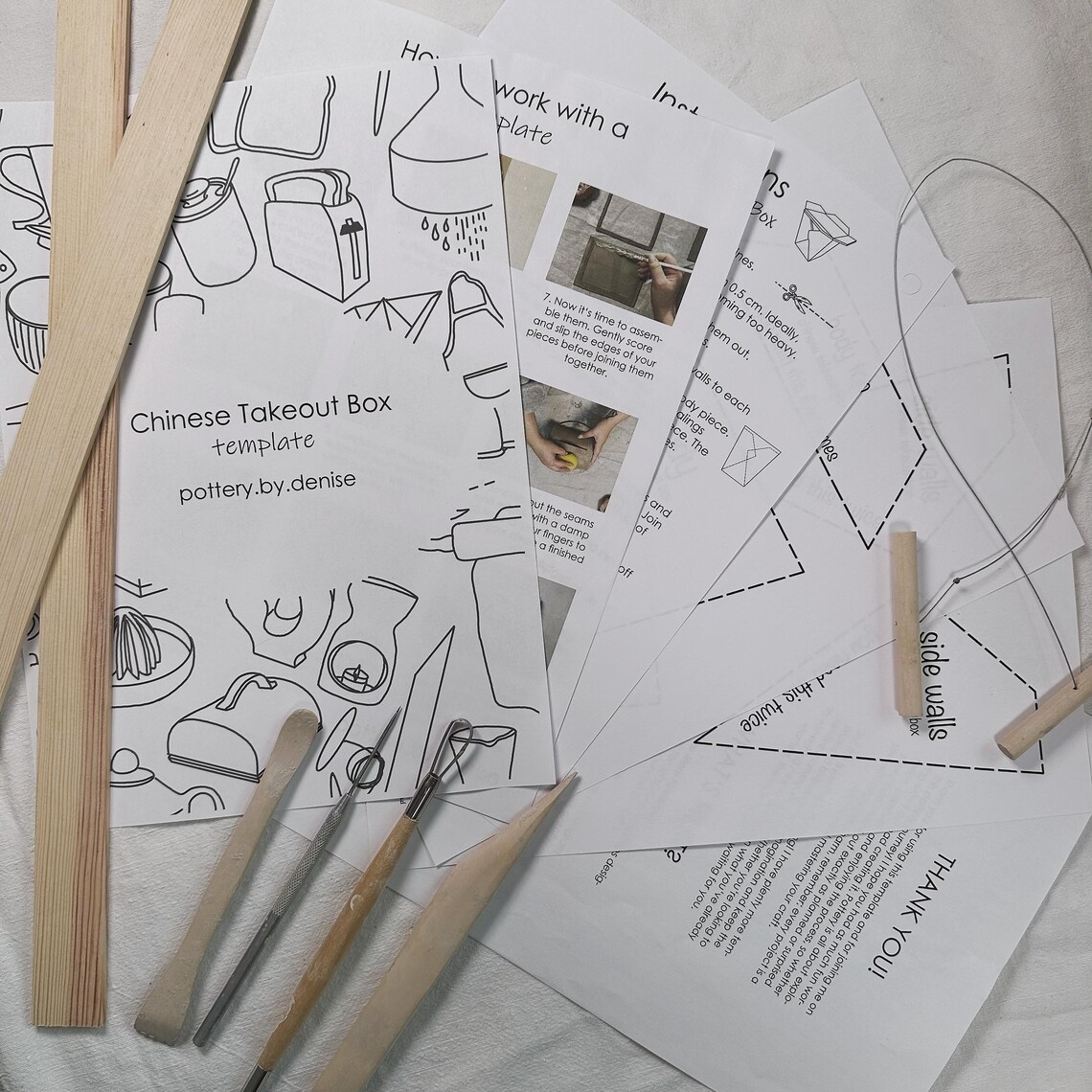 Chinese Takeout Box Pottery Template/ Handbuild Pottery/ Pattern ...