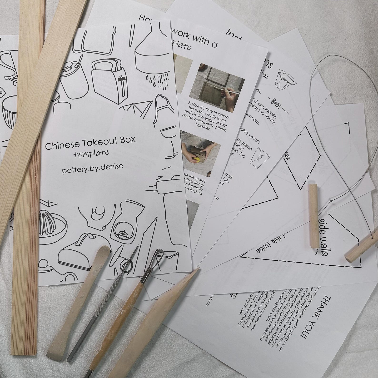 Chinese Takeout Box Pottery Template/ Handbuild Pottery/ Pattern ...