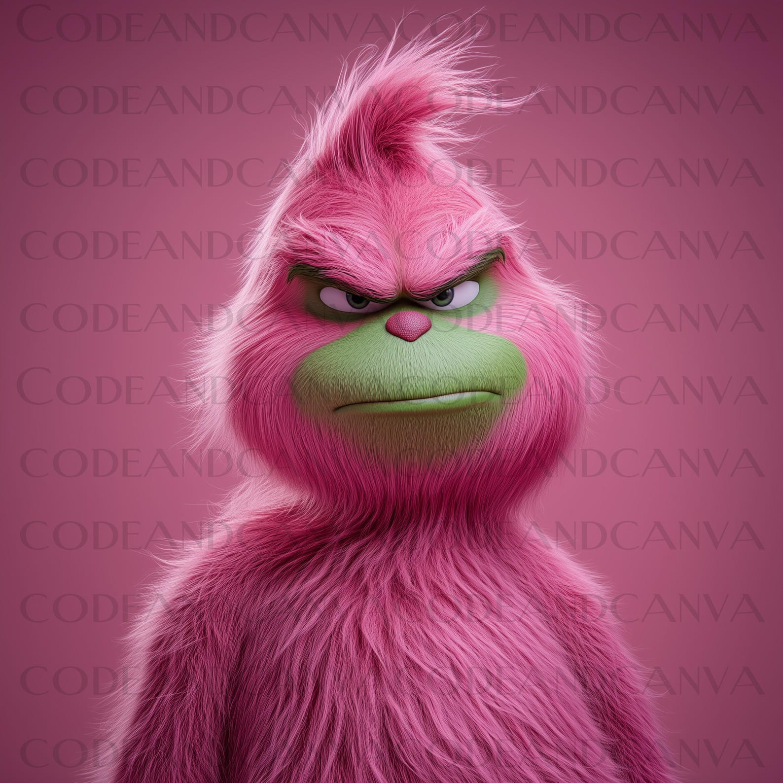 Pink Grinch Digital Art | Funny Christmas Printable | Poster, Wall Art ...