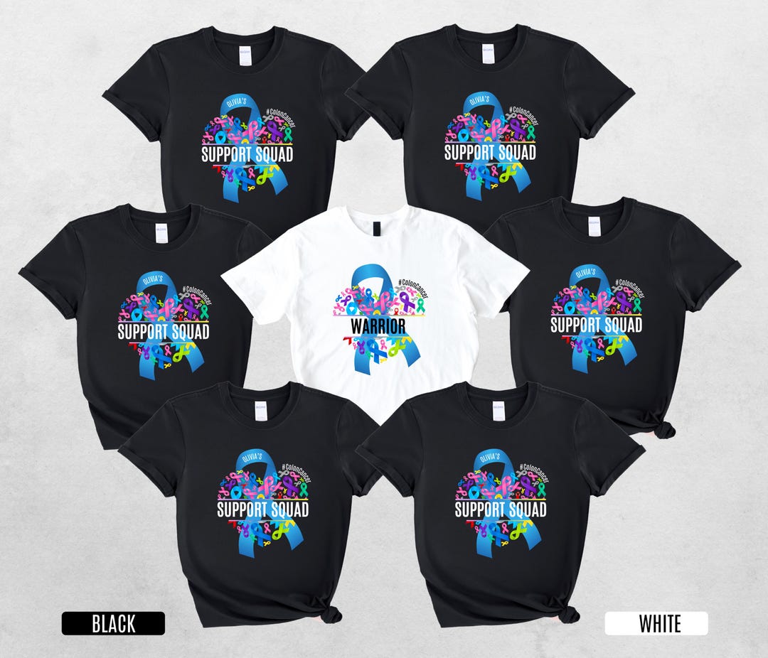 Colon Cancer Support Squad Shirt, Custom Blue Ribbon Cancer Awareness ...