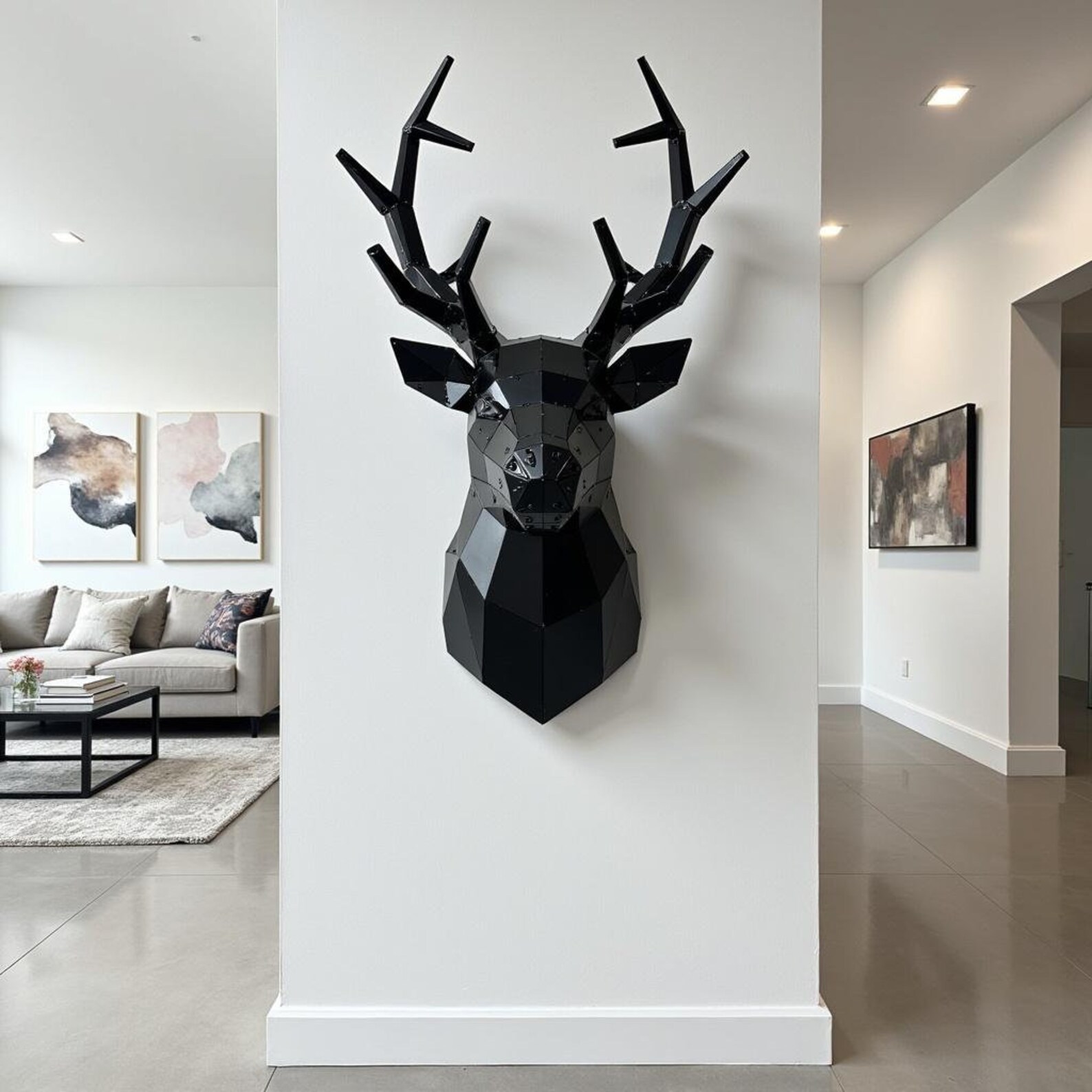 Deer Head Metal Wall Art – Handmade 3D Wall Art and Sculpture for ...