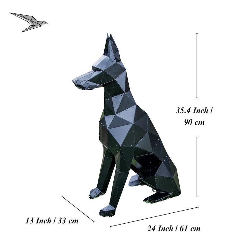 3D Metal Sitting Doberman Sculpture Bold Indoor & Outdoor Decor, Unique ...
