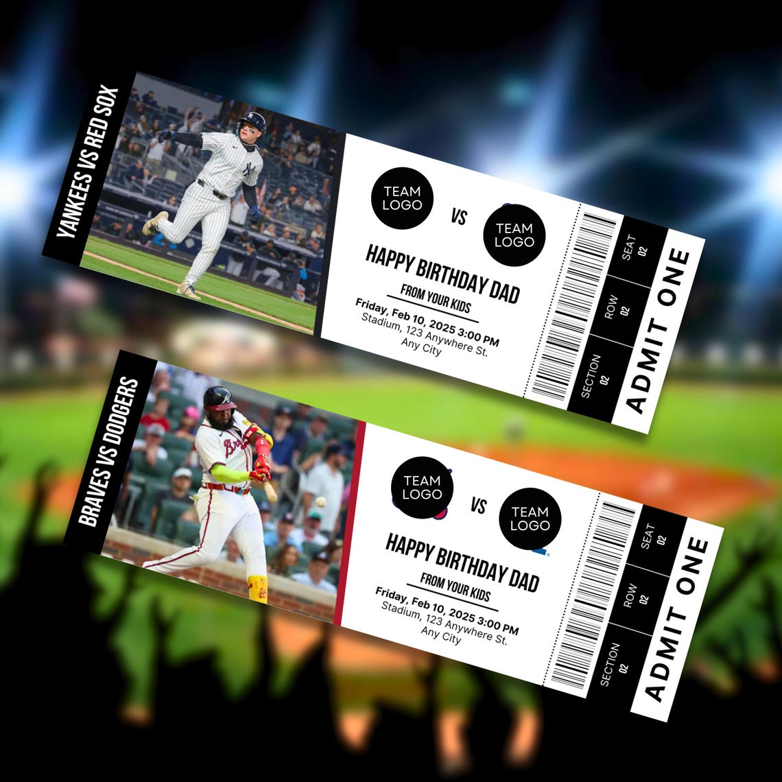 Editable Baseball Ticket Template, Custom Baseball Surprise Ticket Gift ...
