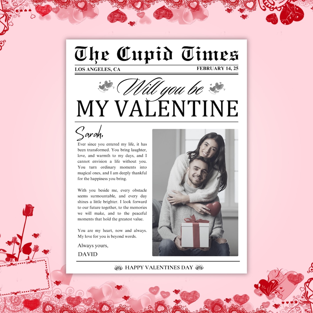 Valentines Day Newspaper Template, Will You Be My Valentine, Cupid ...