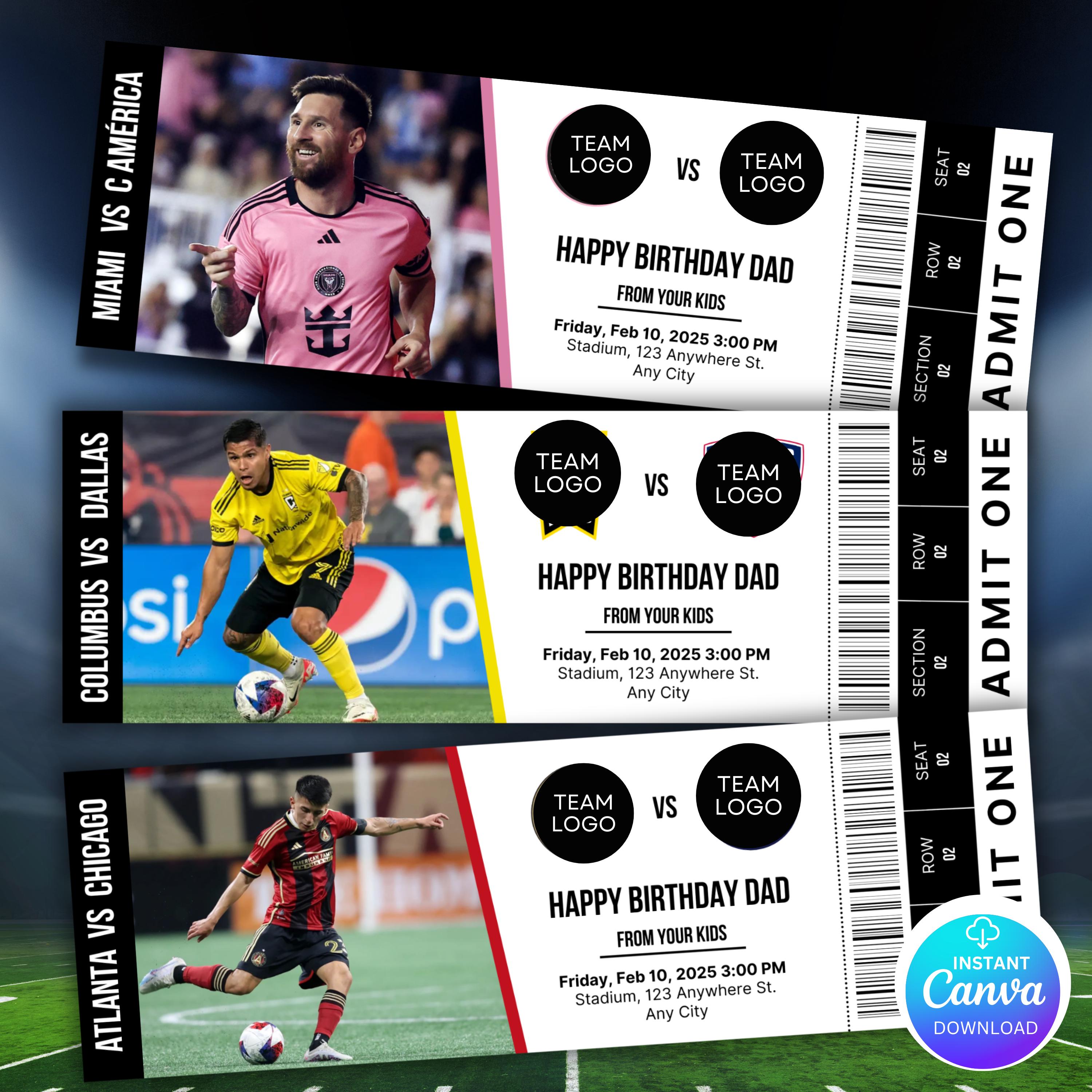 Editable Soccer Game Ticket Template, Custom Soccer Surprise Game ...