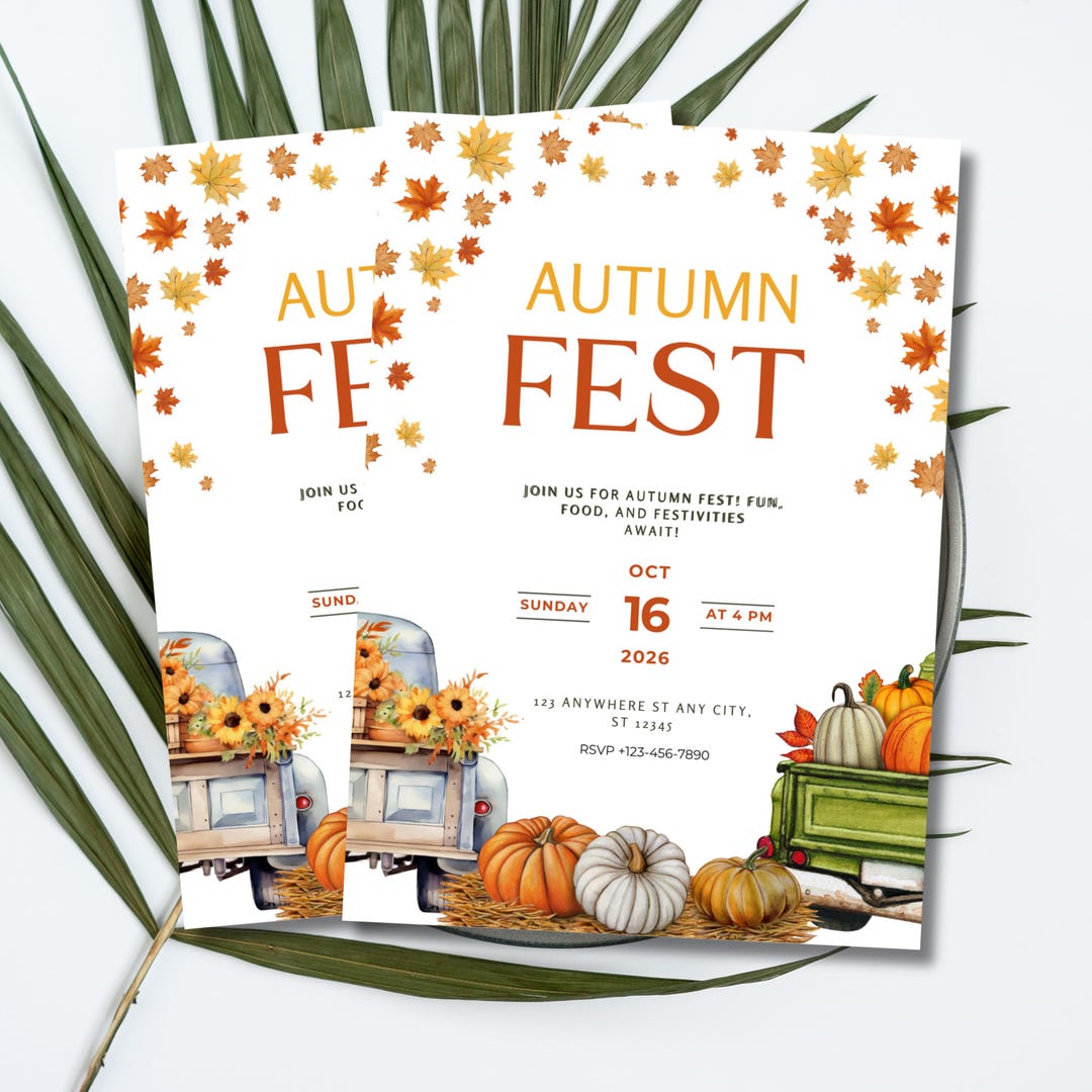 Editable Fall Festival Invitation, Editable Autumn Fest Template ...