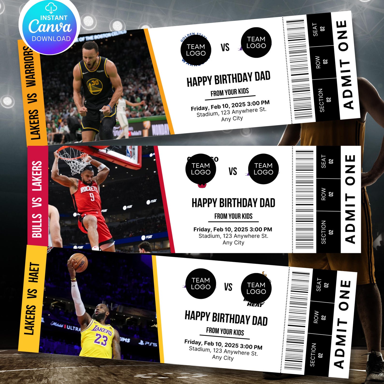 Custom Basketball Tickets, NBA Tickets, Basketball Surprise Ticket ...