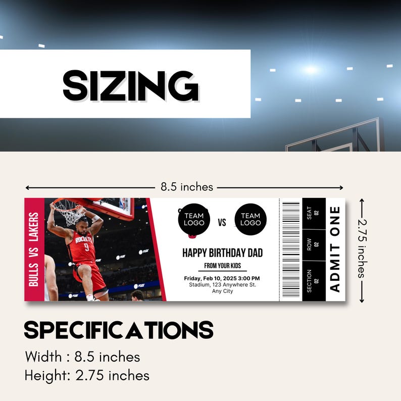 Custom Basketball Tickets, NBA Tickets, Basketball Surprise Ticket ...