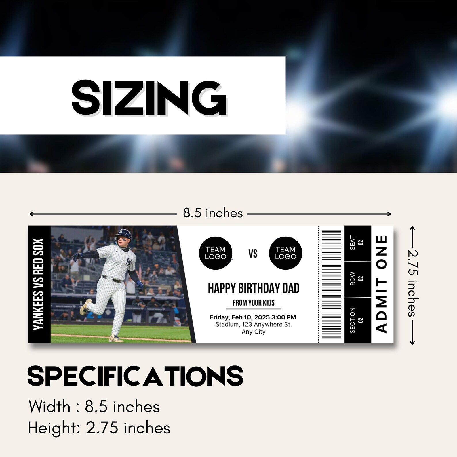 Editable Baseball Ticket Template, Custom Baseball Surprise Ticket Gift ...