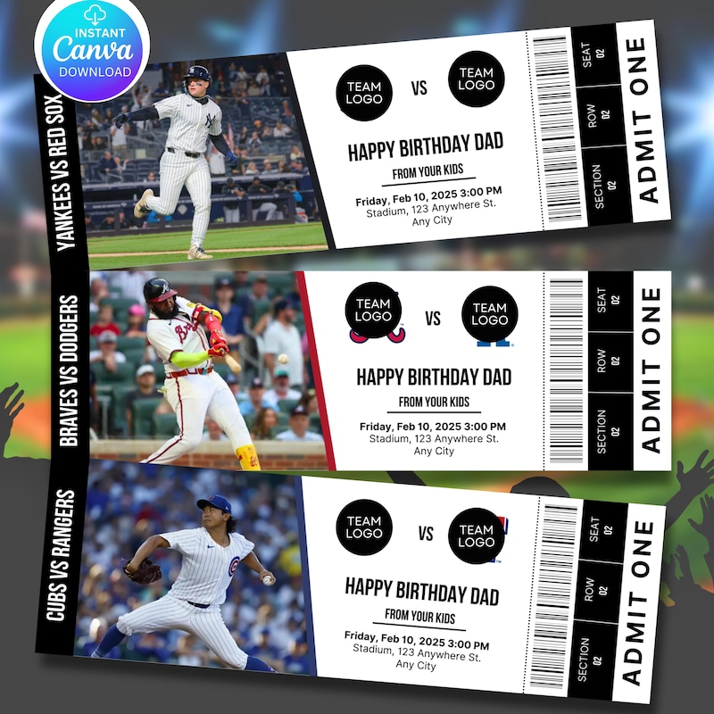 Baseball Ticket - Etsy