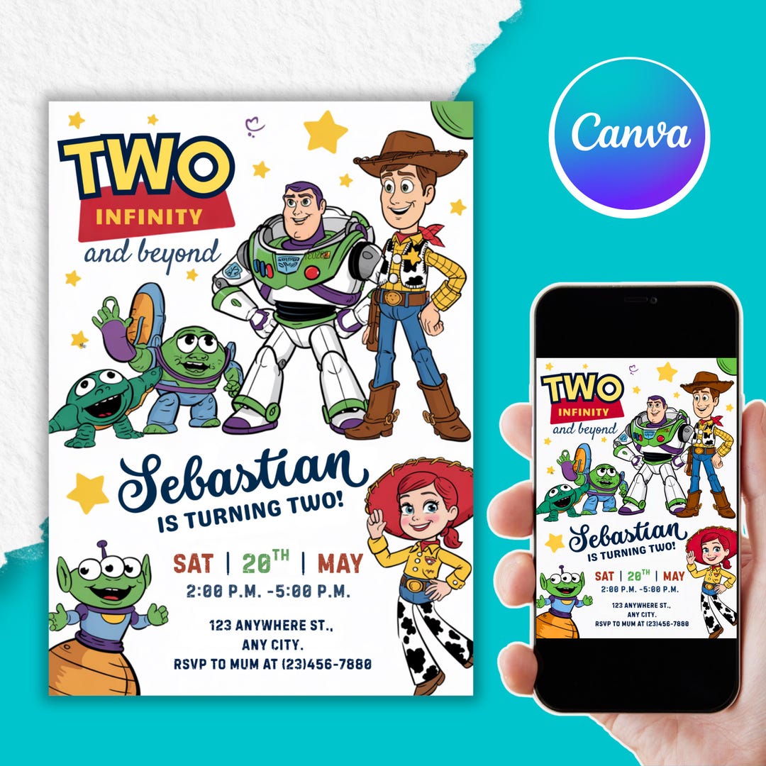 Editable Toy Story Invitation Template, Watercolor Toy Story Birthday ...