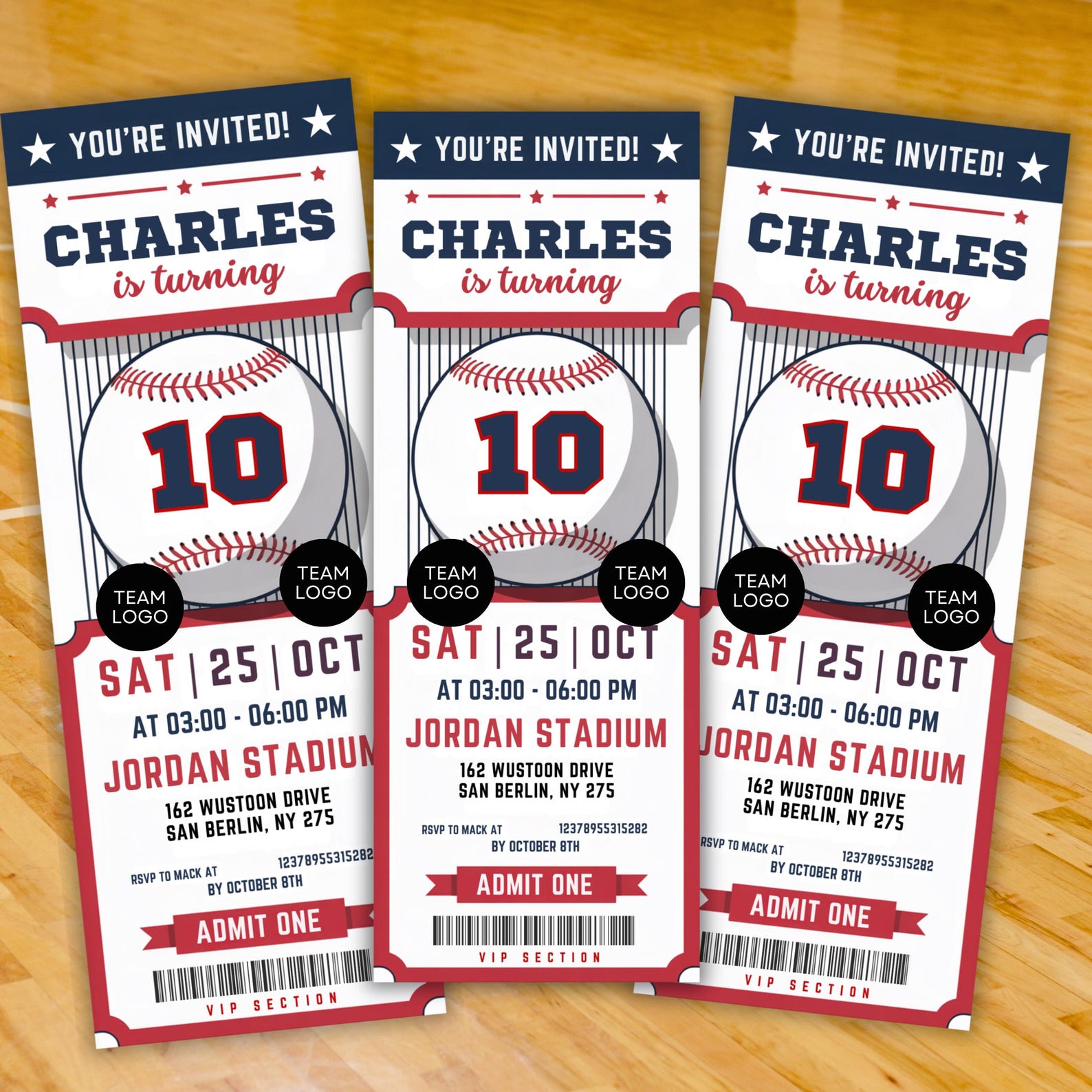 Editable Baseball Birthday Invitation Ticket, Custom Sports Party ...