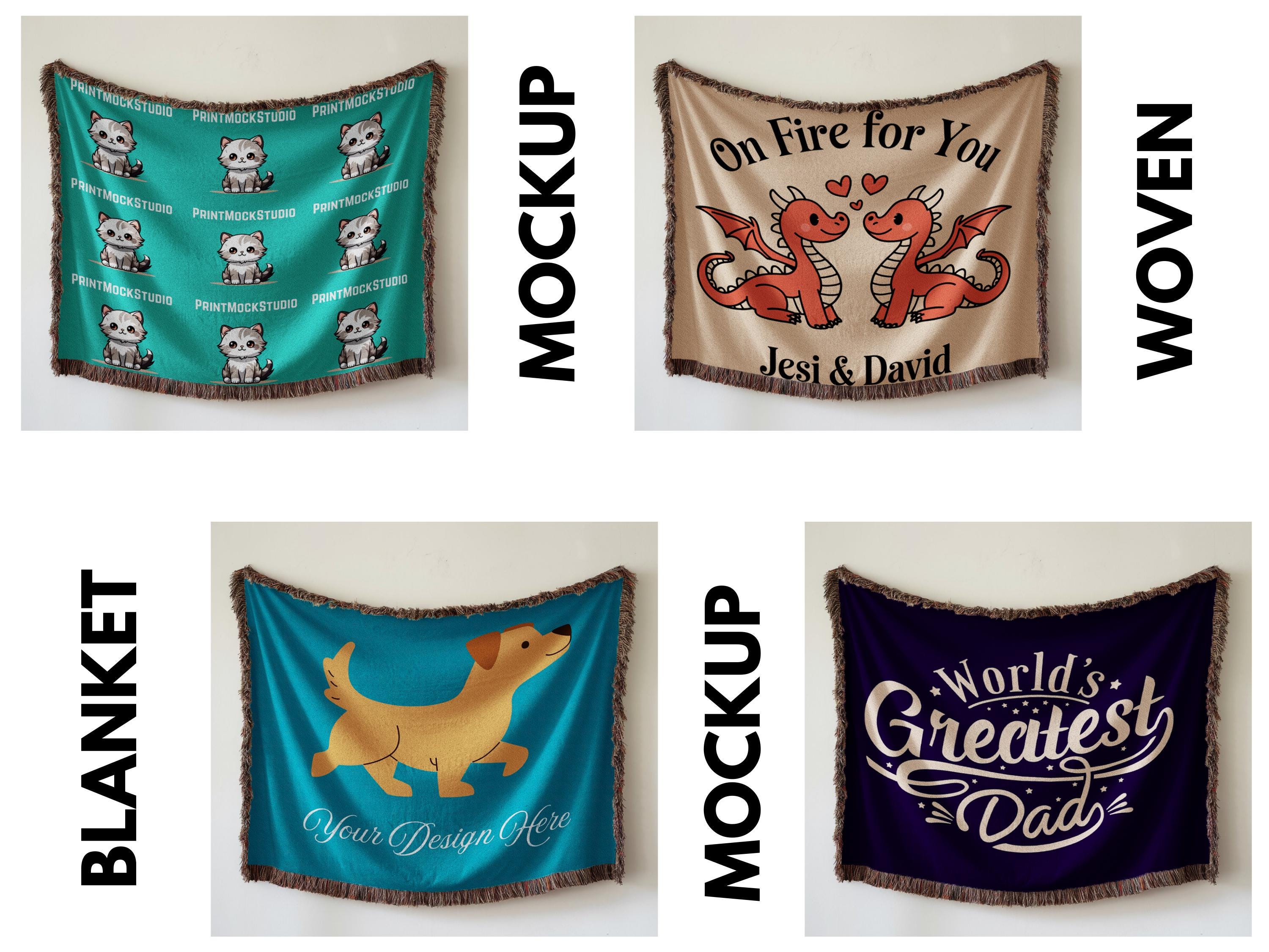 Woven Blanket Mockup Canva Photoshop PSD, Blanket Smart Object, Woven ...