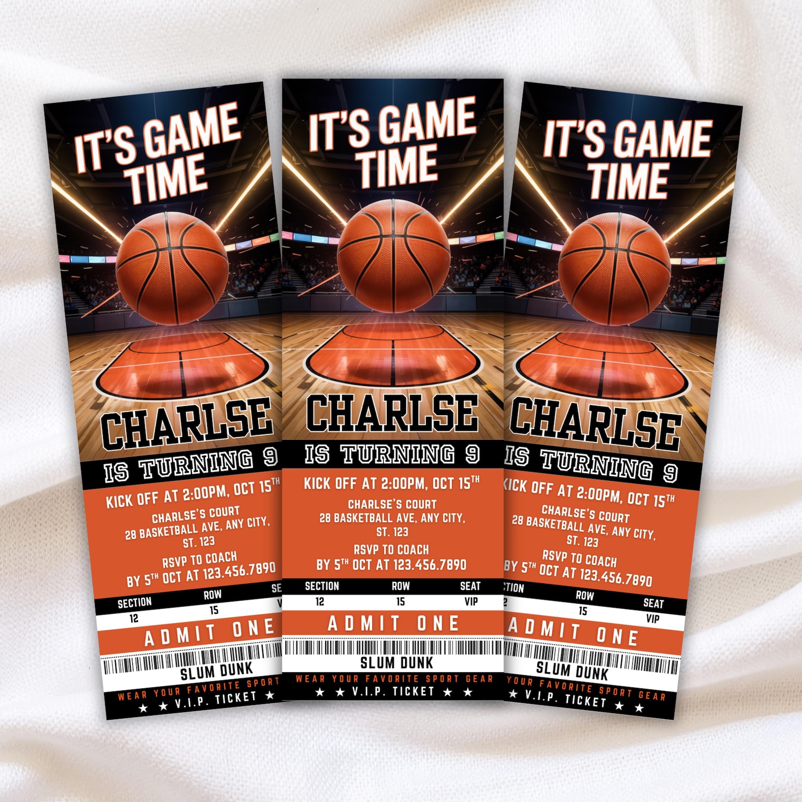 Basketball Birthday Invitation, Game Time Party, VIP Ticket Design ...