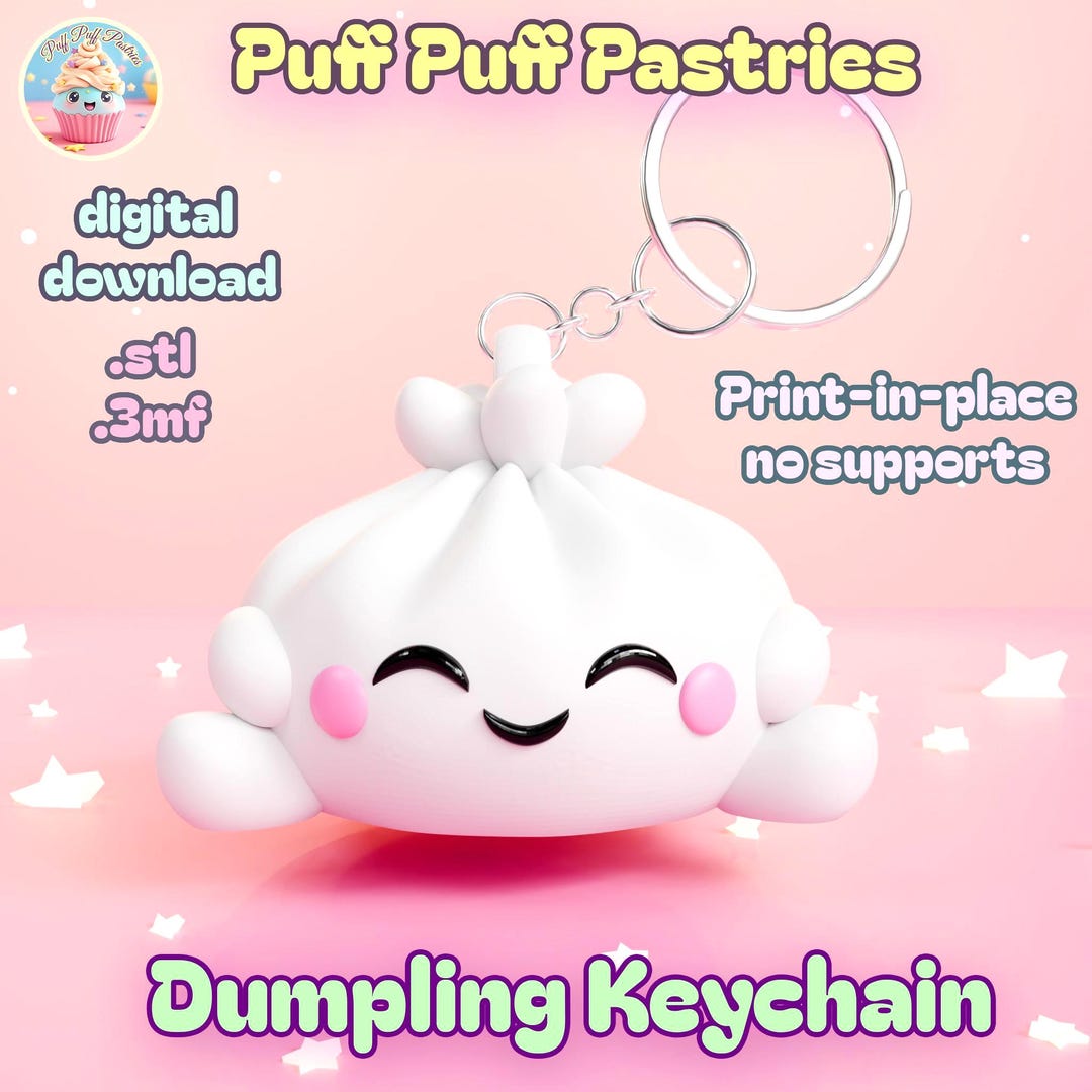 Kawaii Dumpling Keychain STL File: Asian Food 3D Printing File, Digital ...