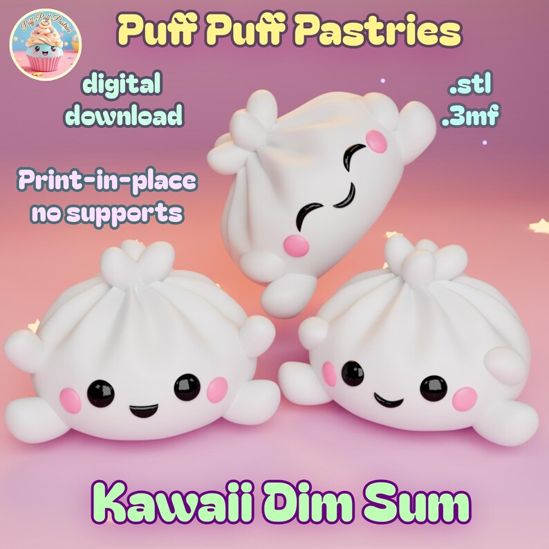 Kawaii Dim Sum STL File: Dumplings 3D Printing File Xiao Long Bao ...