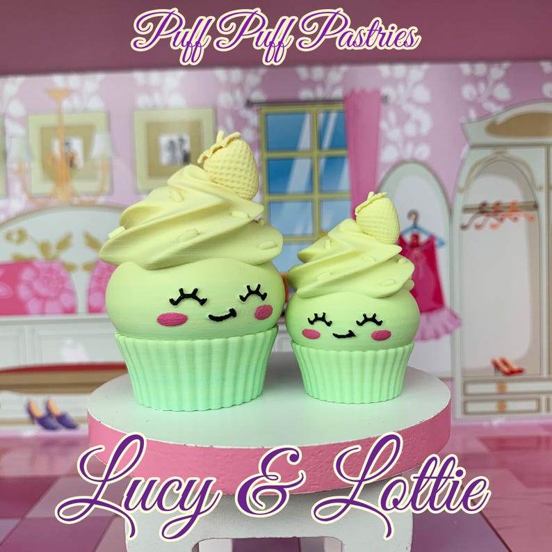 Kawaii Cute Cupcake STL File for 3D Printing. Print in Place, Dollhouse ...