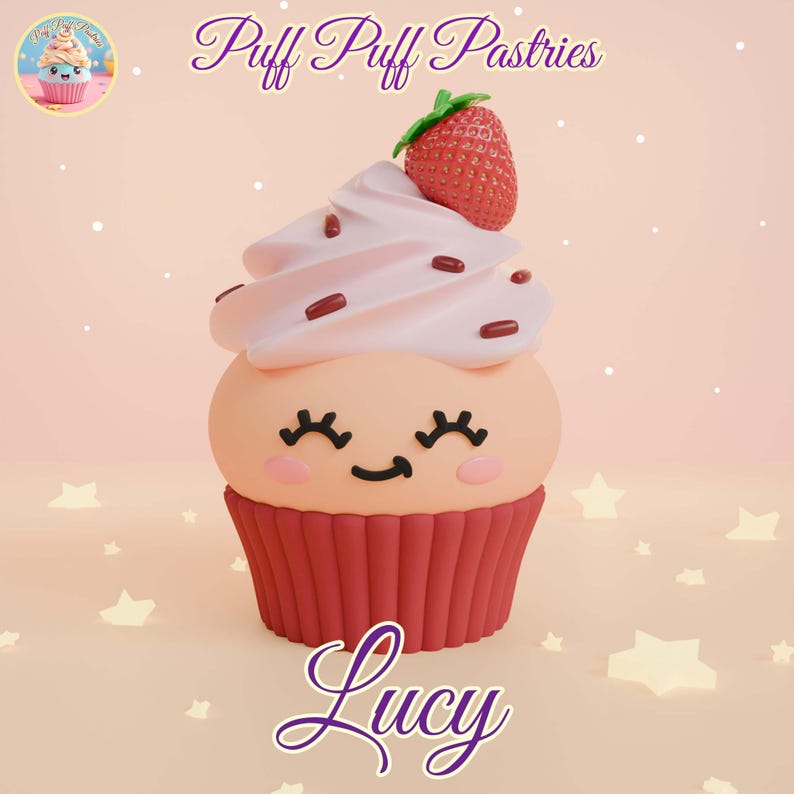 Kawaii Cute Cupcake STL File for 3D Printing. Print in Place, Dollhouse ...