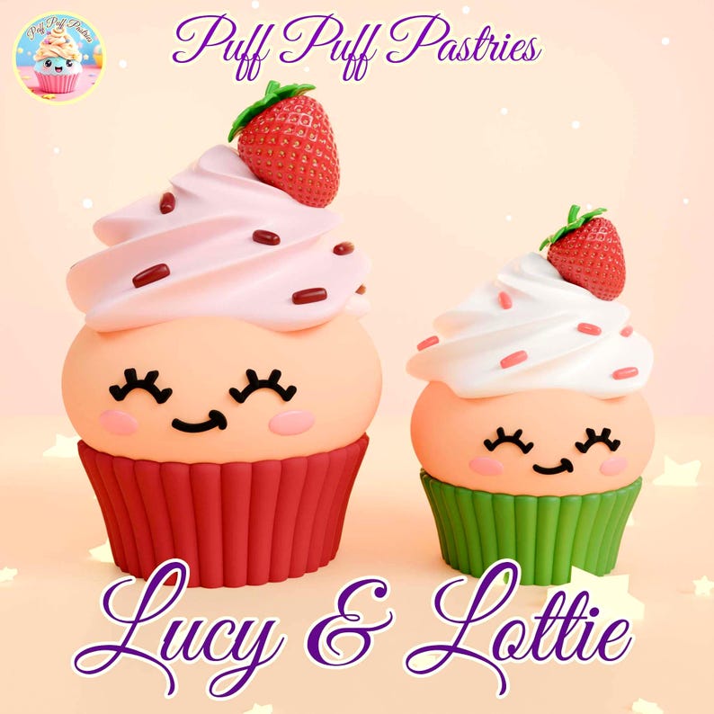 Kawaii Cute Cupcake STL File for 3D Printing. Print in Place, Dollhouse ...