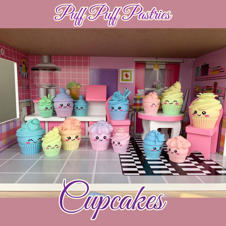 Kawaii Cute Cupcake STL Pack for 3D Printing. Print in Place, Dollhouse ...