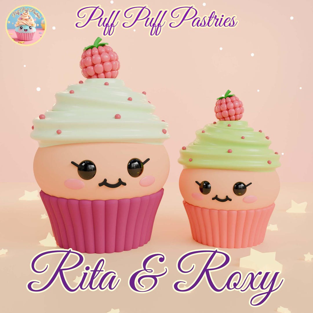 Kawaii Cute Cupcake STL File for 3D Printing. Print in Place, Dollhouse ...