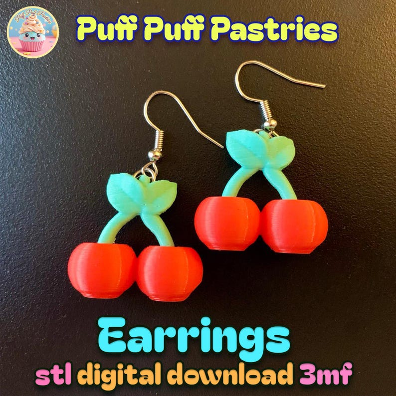 Cherry Earrings STL File: 3D Print Model (digital Download) - Etsy