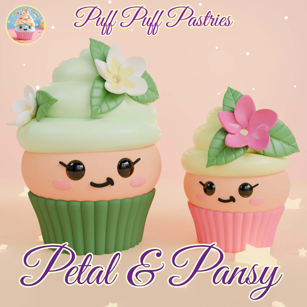 Kawaii Cute Cupcake STL File for 3D Printing. Print in Place, Dollhouse ...