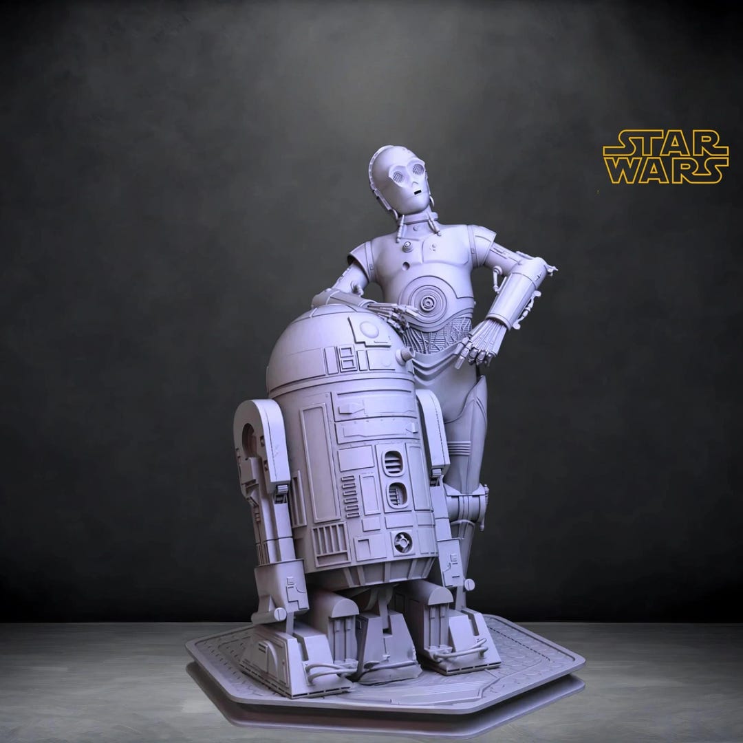 Star Wars -R2D2 and CP30 Star Wars High Quality STL File, 3D Printing ...