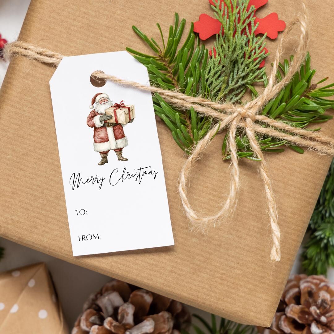 Set of 6 Printable Traditional Christmas Gift Tags, Individual Designs ...