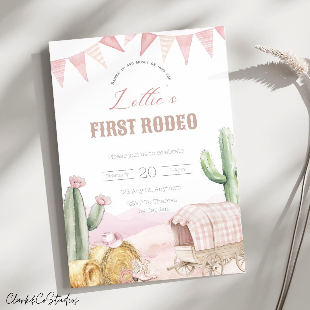 Editable First Rodeo Birthday Invitation Template, Digital Invite ...