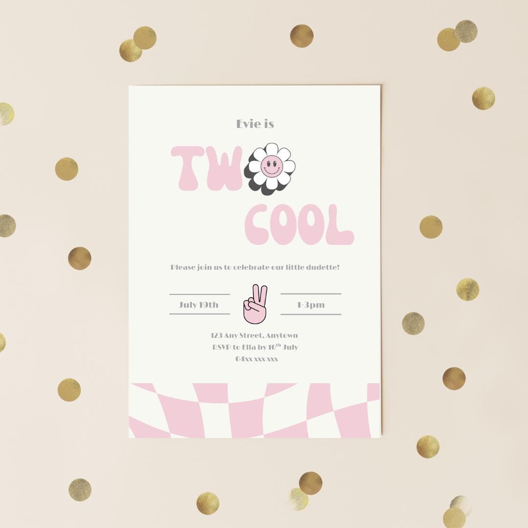 Editable Two Cool Birthday Invitation, Digital Invitation, Printable ...