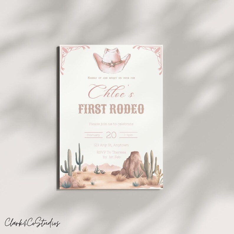 Editable First Rodeo Birthday Invitation Template First Birthday Rodeo ...
