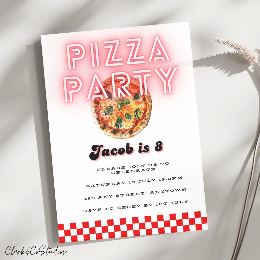 Editable Pizza Party Invitation Template: Birthday, Engagement (digital ...