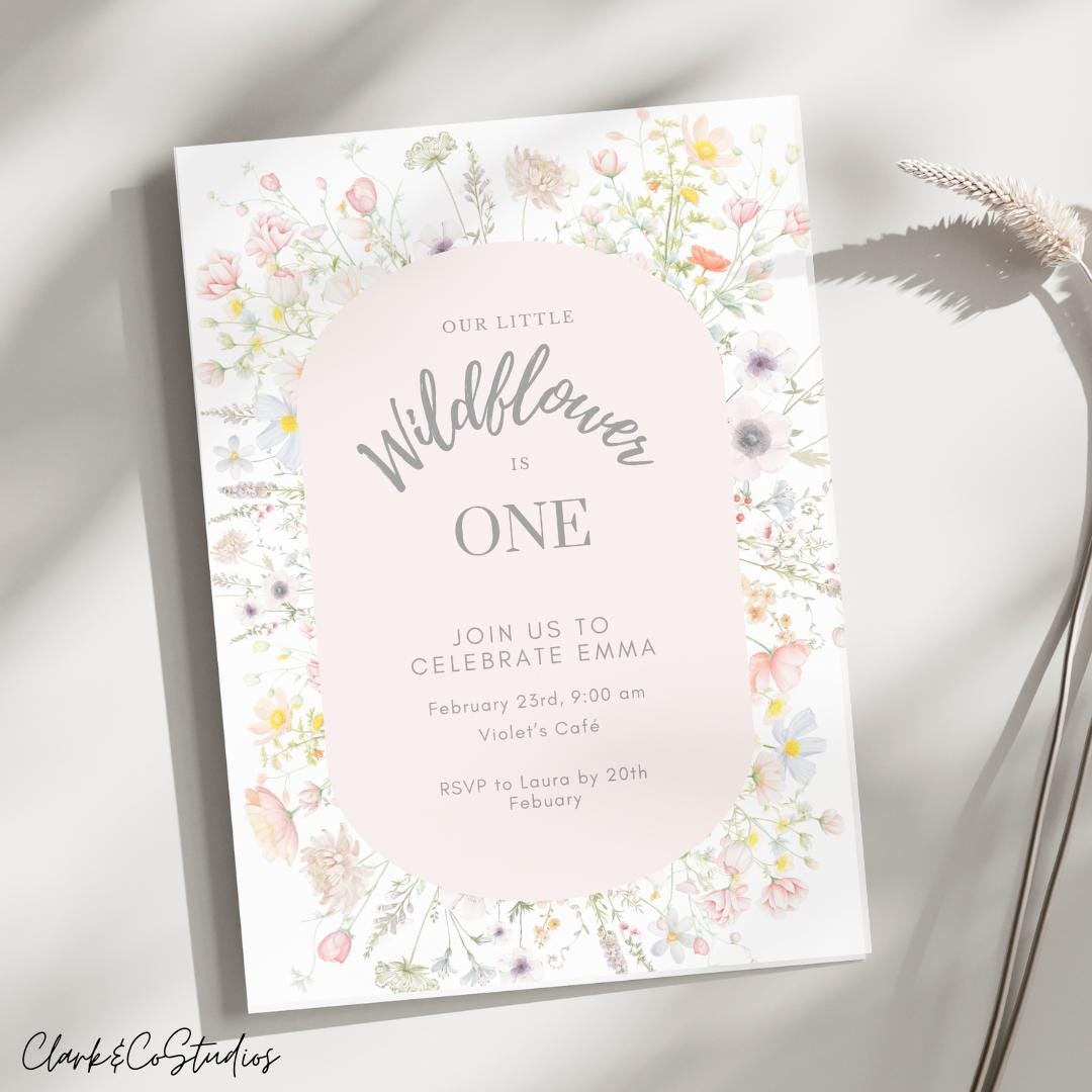 Editable Wildflower Invitation Template: Whimsical Floral Birthday ...