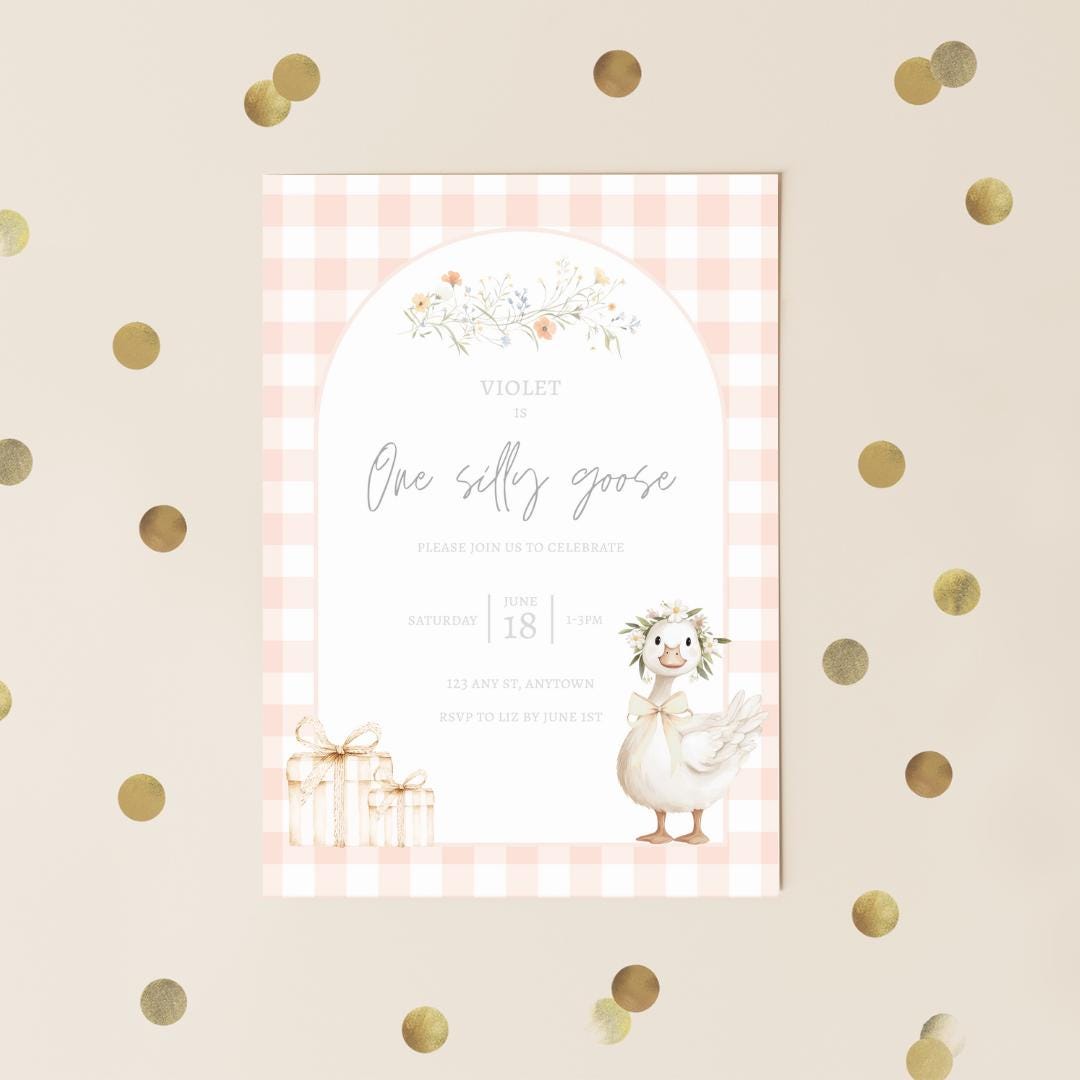 Editable One Silly Goose Invitation Template, Digital Download ...