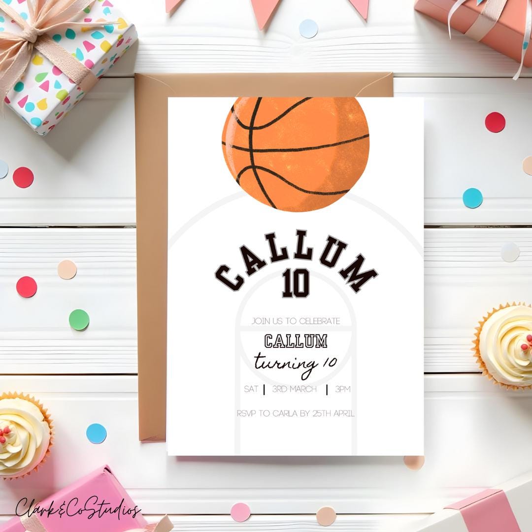 Editable Basketball Birthday Invitation, Digital Download, Basketball ...