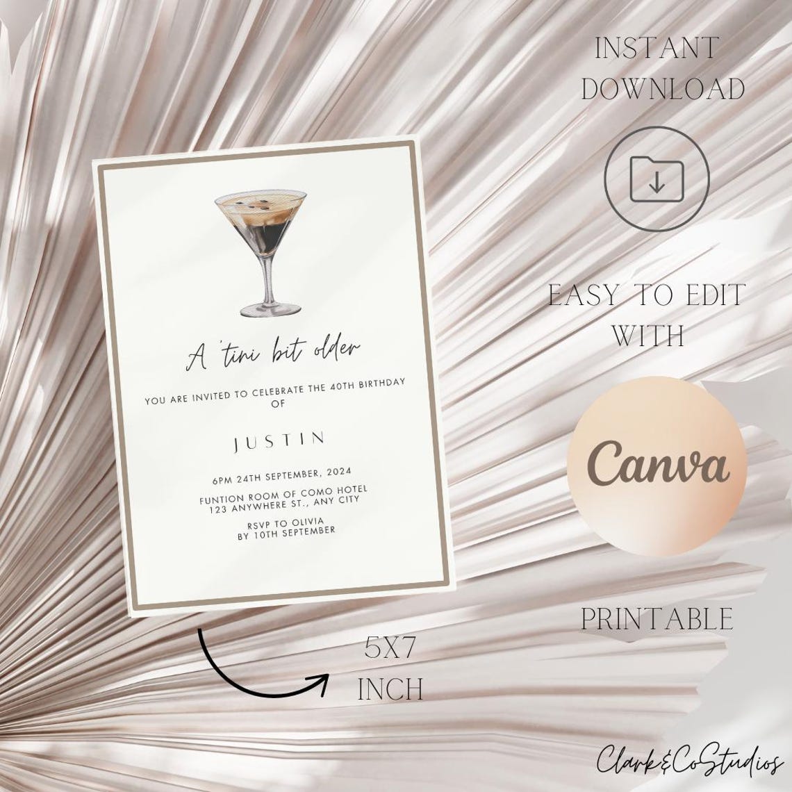 Editable A 'tini Bit Older Birthday Invitation Template Printable ...