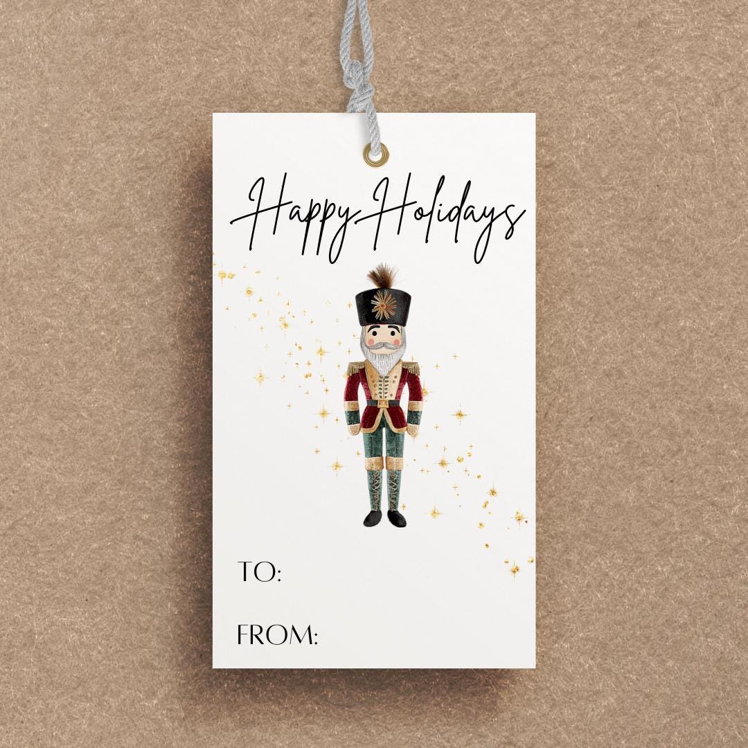 Printable Christmas Nutcracker Gift Tags: Set of 6 (digital Download ...