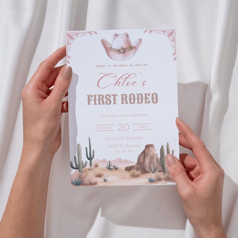 Editable First Rodeo Birthday Invitation Template First Birthday Rodeo ...