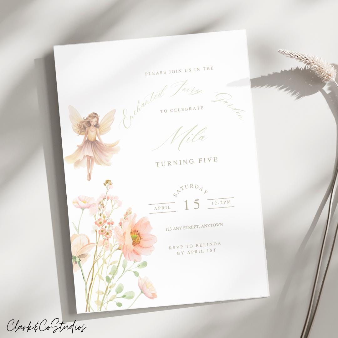 Editable Fairy Invitation Template, Digital Invite, Printable, Fairy ...