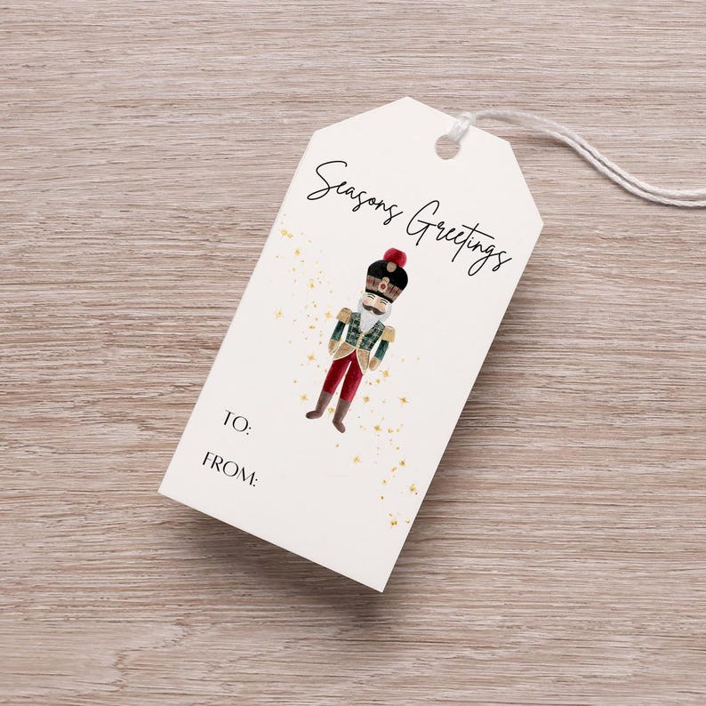 Printable Christmas Nutcracker Gift Tags: Set of 6 (digital Download ...