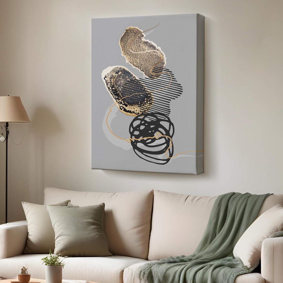 Canvas Painting With Ink and Alcohol Elements İn Geometric Form ...