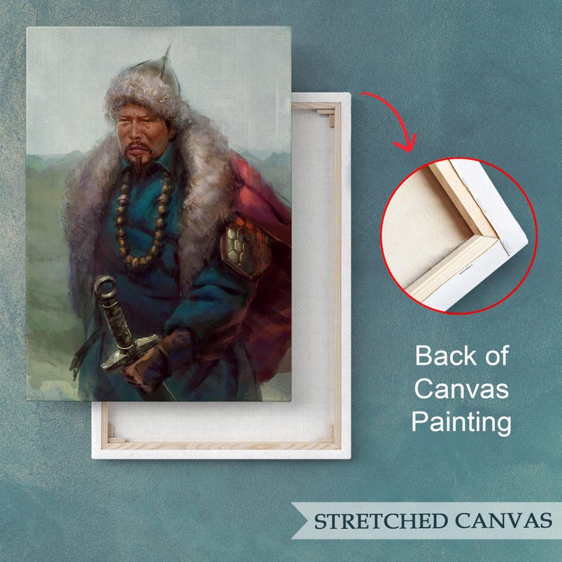 Genghis Khan Mongol Army Commander Oil Painting Decorative Canvas Print ...