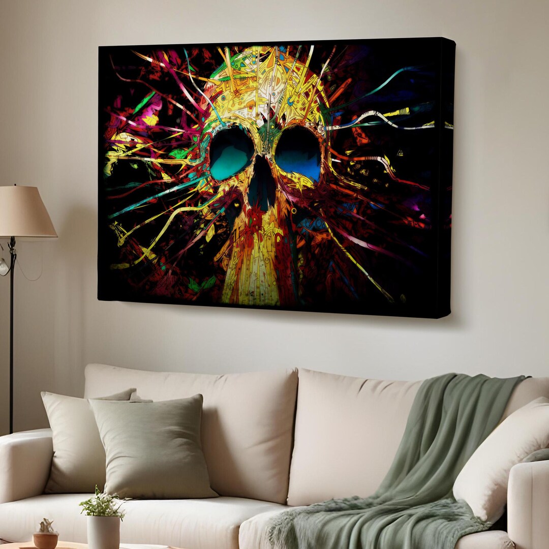 Skull Canvas Print, Graffiti Wall Art, Skull, Graffiti Skull Street Art ...