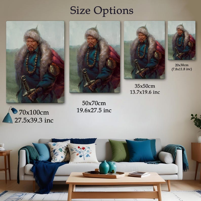 Genghis Khan Mongol Army Commander Oil Painting Decorative Canvas Print ...