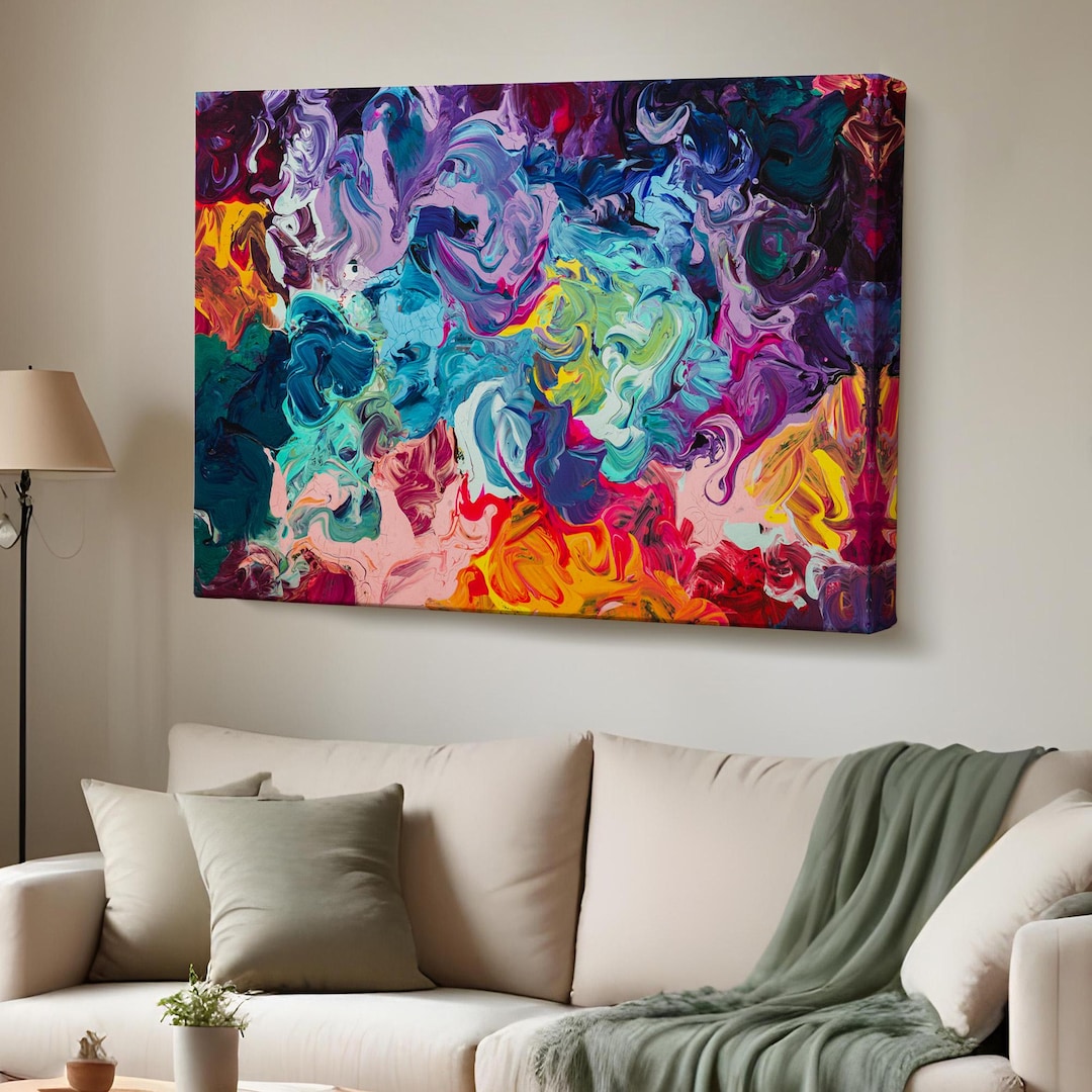 Modern Style Oil Painting Look Decorative Canvas Wall Art, Abstract ...