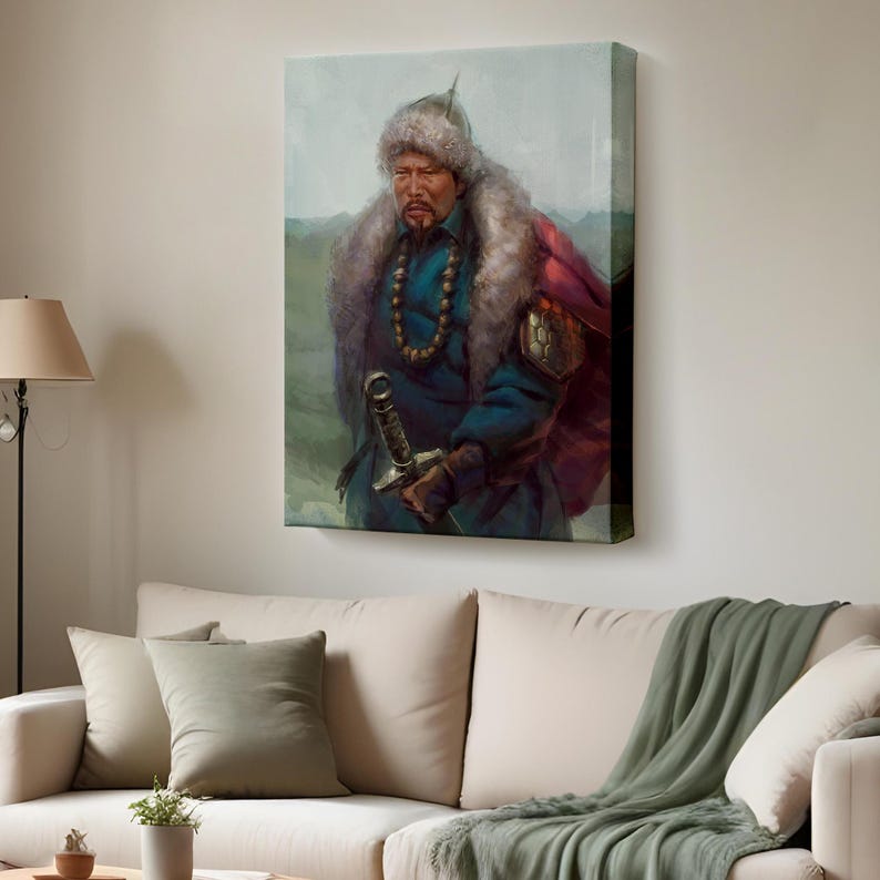 Genghis Khan Mongol Army Commander Oil Painting Decorative Canvas Print ...