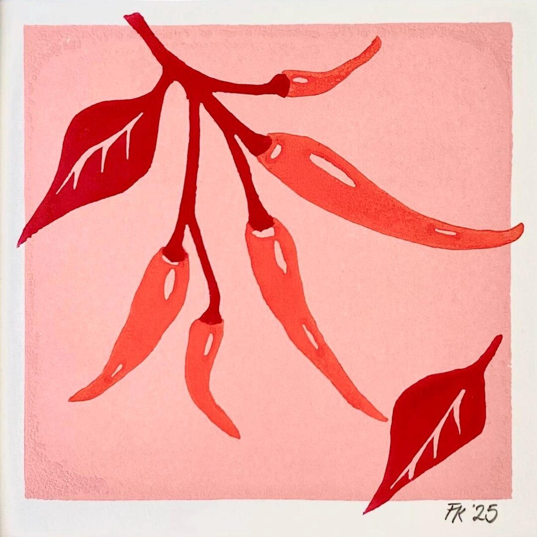 Chili Peppers - Original Linocut Print - Etsy