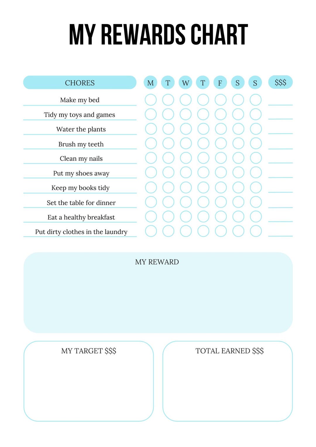 Blue Reward Chart Bundle - Etsy