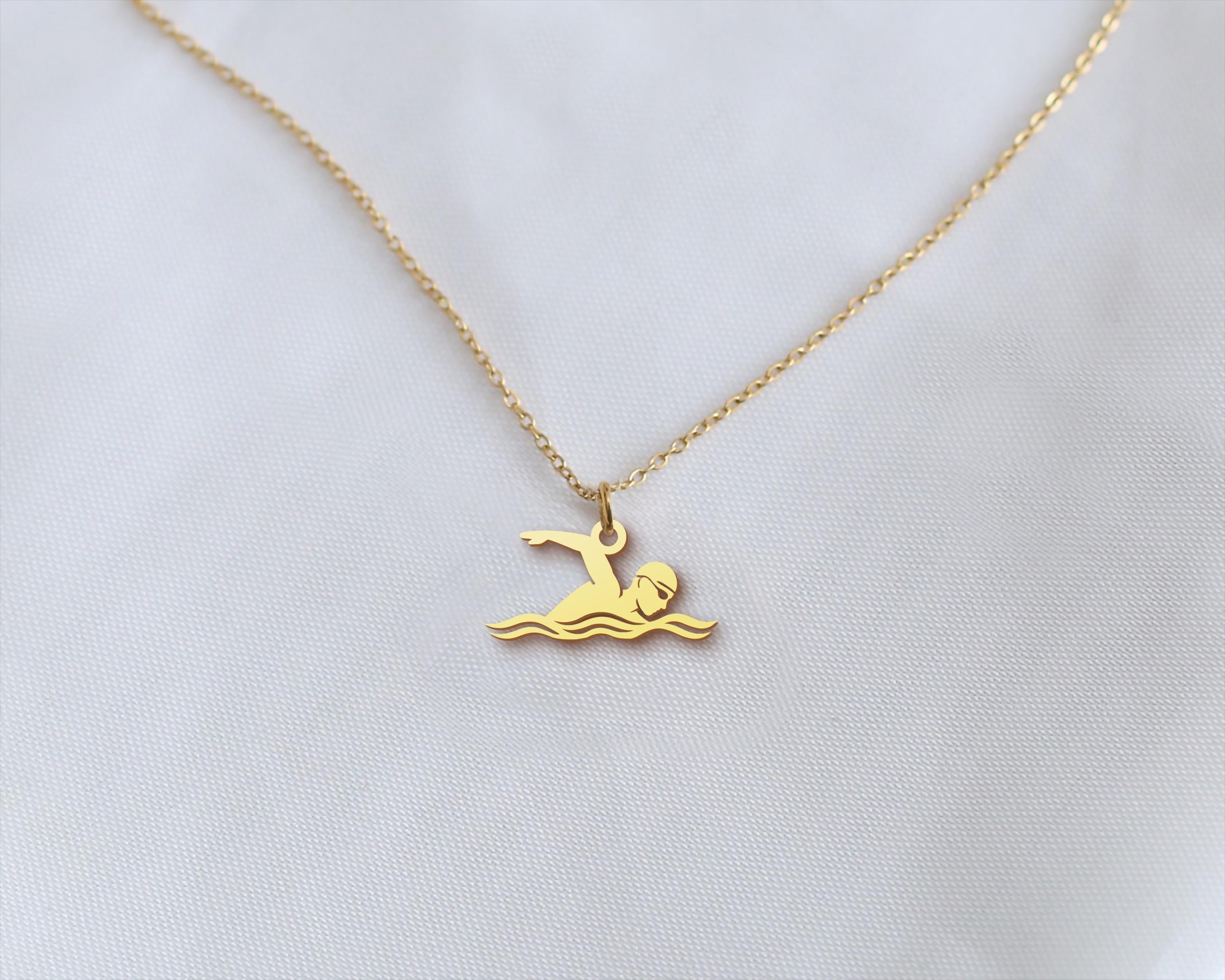 Personalized Swimmer Necklace, Custom Athlete Pendant, Swimming Gift ...